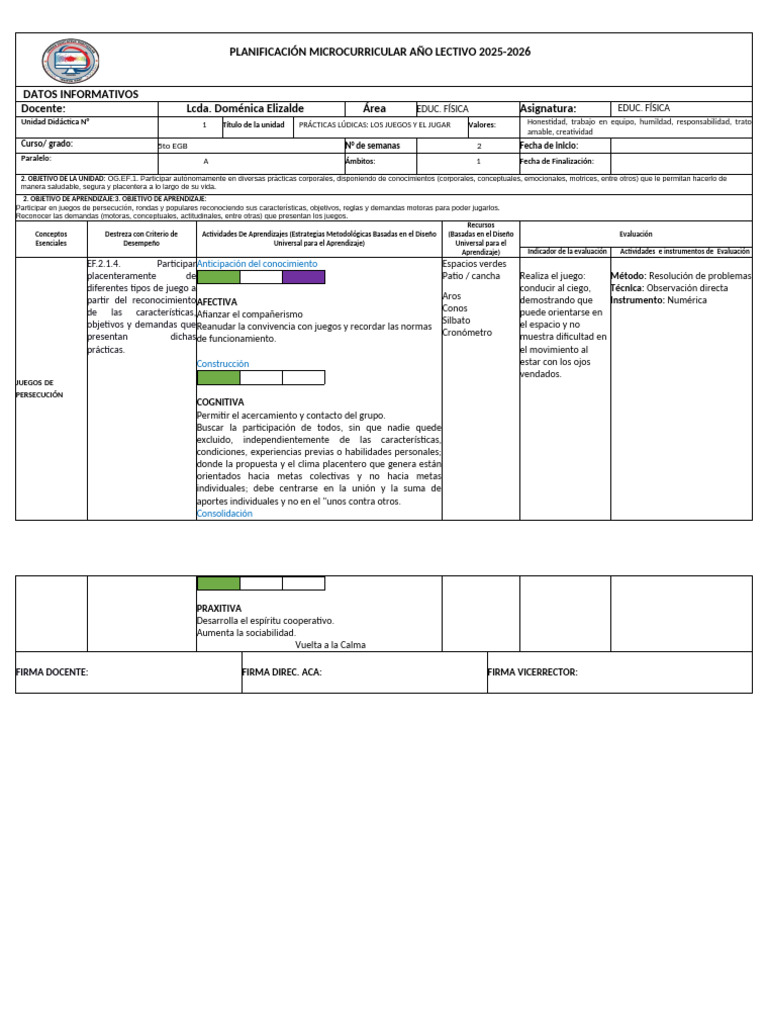 Planificación DUA EEFF Unidad 1 5to | PDF | Aprendizaje | Evaluación