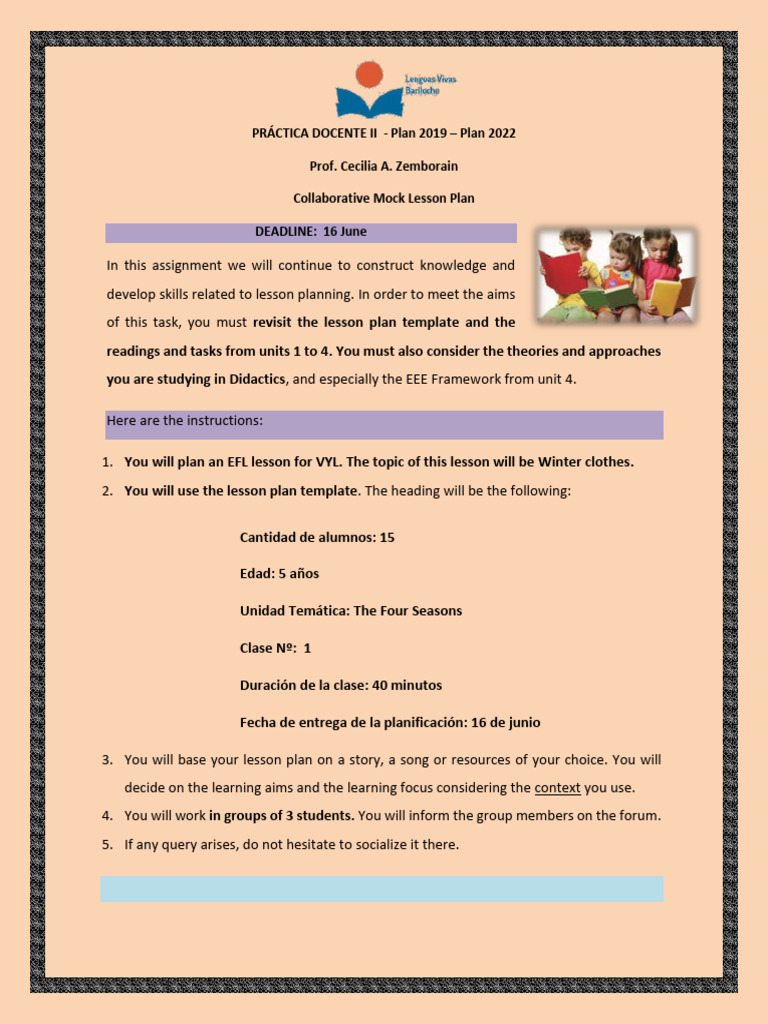 Práctica Docente II - Unit 4 Assignment - Mock Lesson Plan - 2025 | PDF