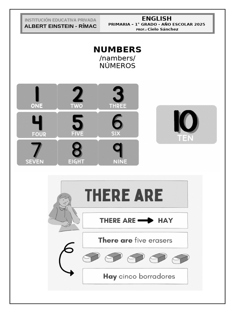 Números en Inglés - 1° Grado 2025 | PDF