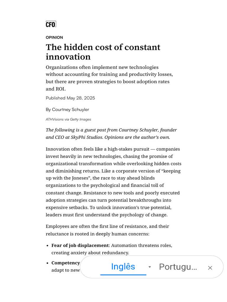 The Hidden Costs of Innovation | PDF | Innovation | Change Management