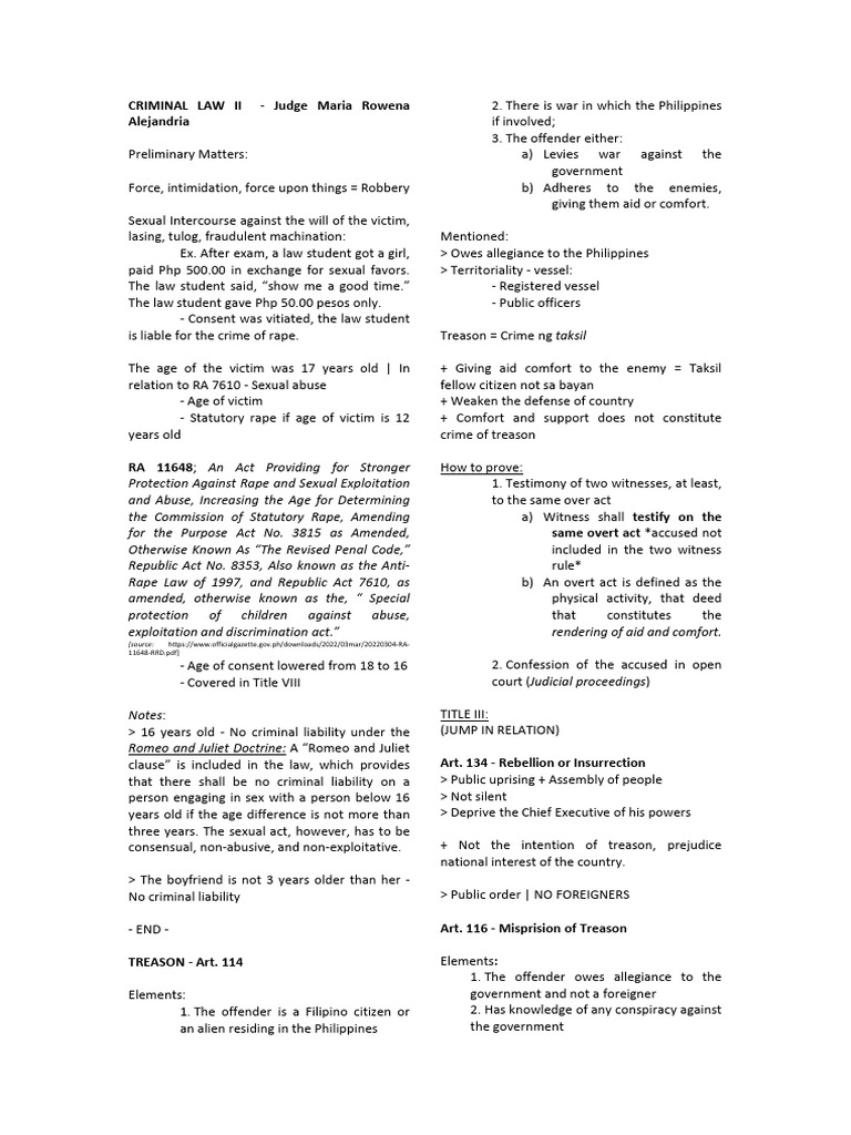 Criminal Law II Notes | PDF | Forgery | Crimes