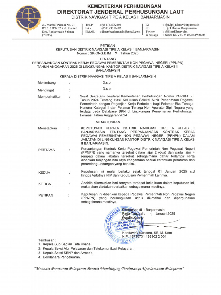 SK-DNG - BJM 2 Tahun 2025 (SK Perpanjangan Kontrak Kerja PPNPN Tahun Anggaran 2025 Di Lingkungan ...