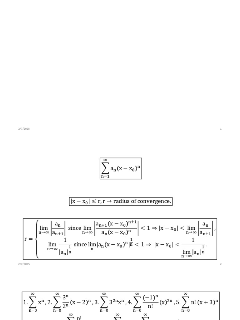 Exercise On Power Series | PDF | Power Series | Mathematical Analysis
