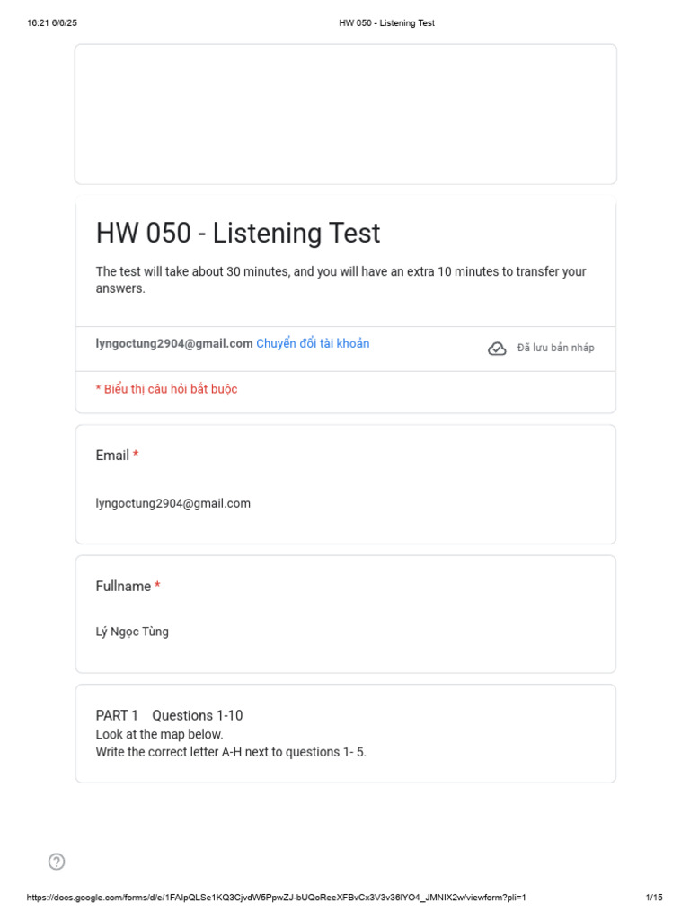 HW 050 - Listening Test | PDF