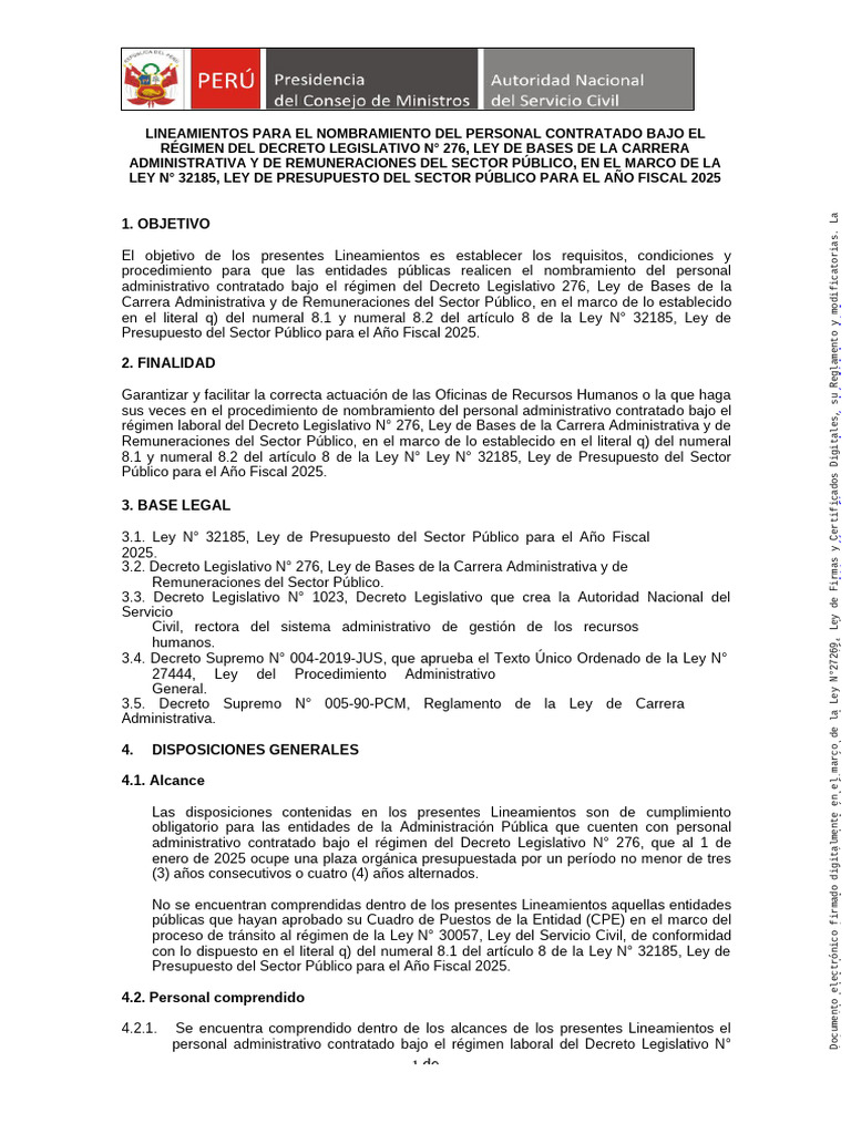 SERVIR Anexo 02 - Nombramiento 2025 - Dec. Leg. 276 | PDF | Legislatura | Regulación