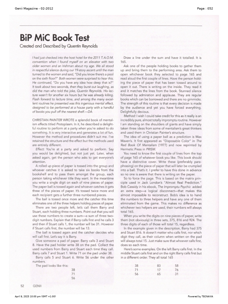 BiP MiC Book Test by Quentin Reynolds | PDF