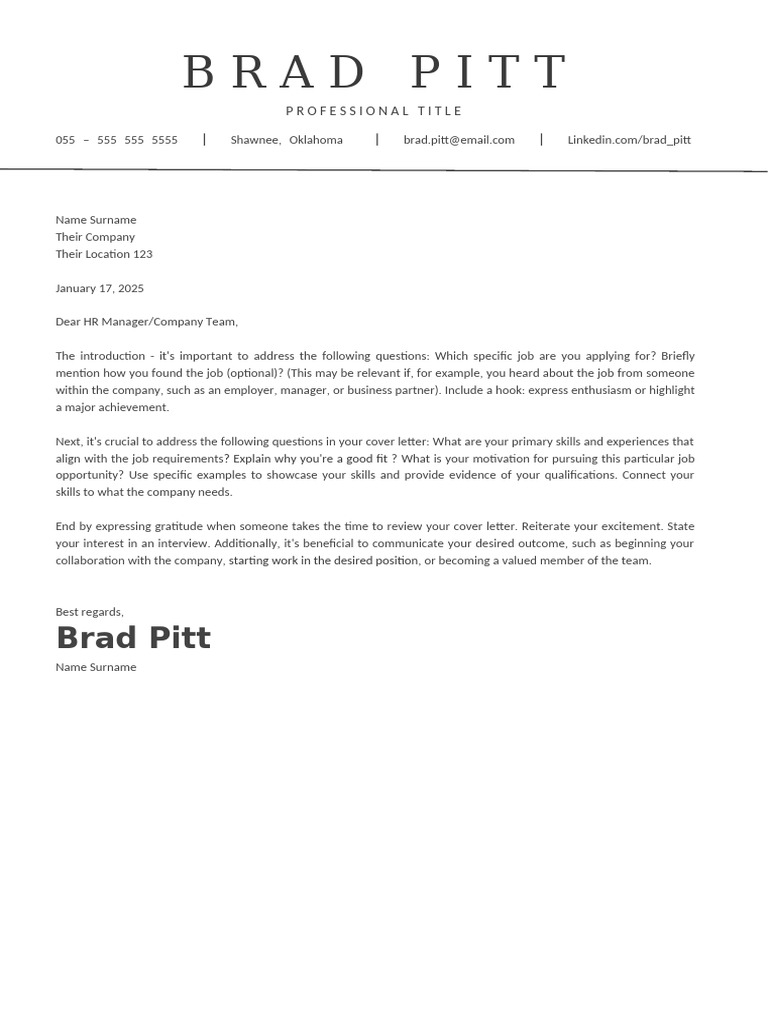 Cover Letter - A4 | PDF