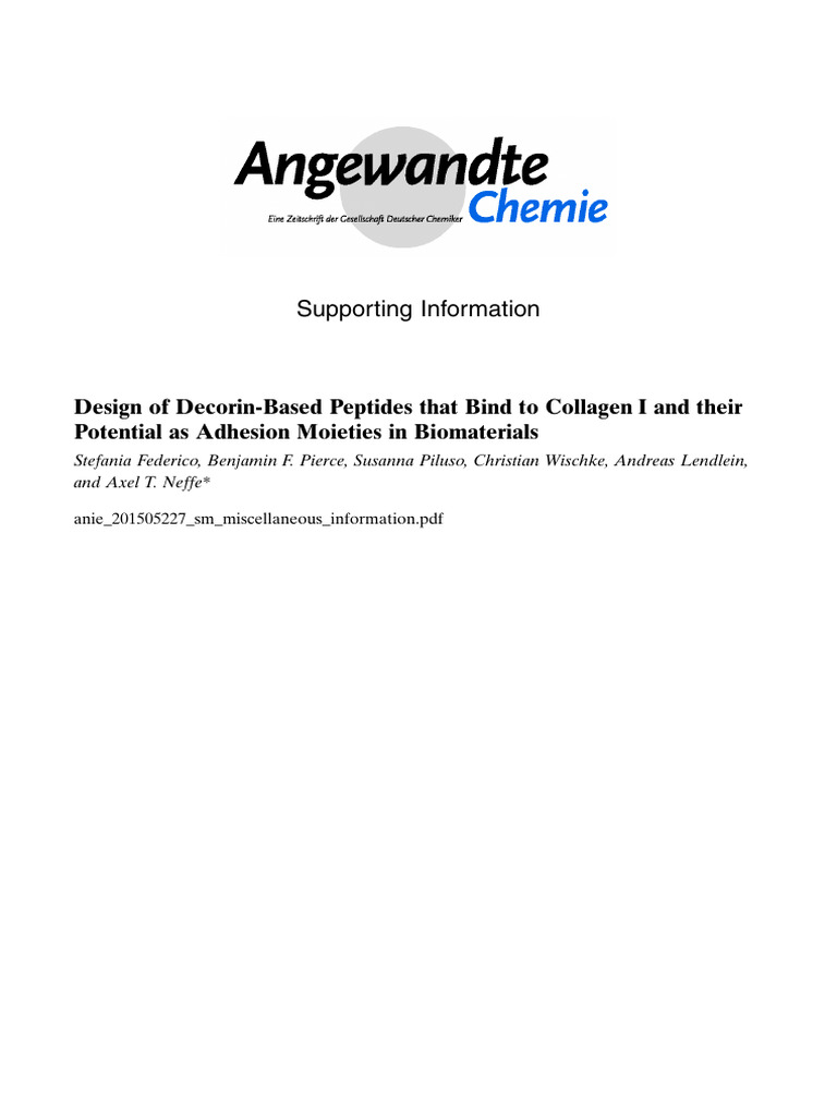 Design of Decorin-Based Peptides That Bind To Collagen I and Their - SI ...