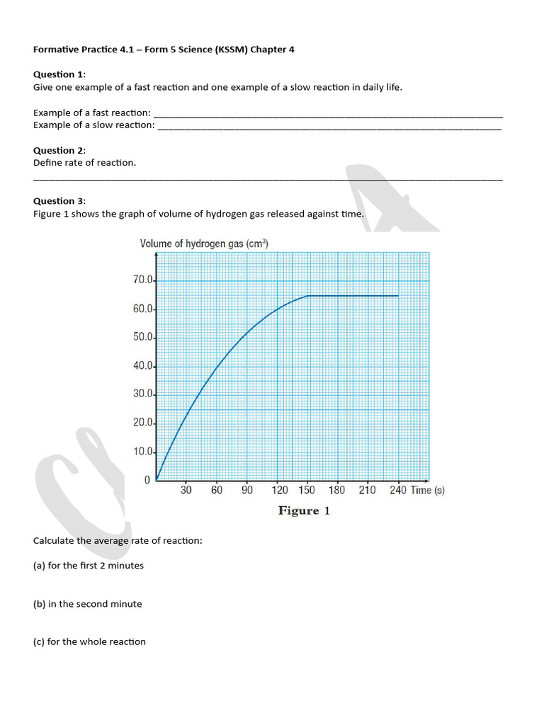 Formative&Summative Practice Chapter 4 Science F5 | PDF | Reaction Rate | Chemical Reactions