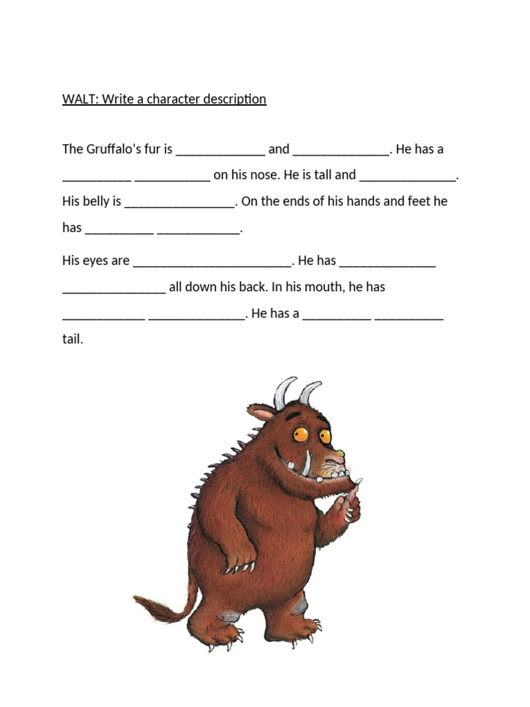Gruffalo Character Description Guide | PDF