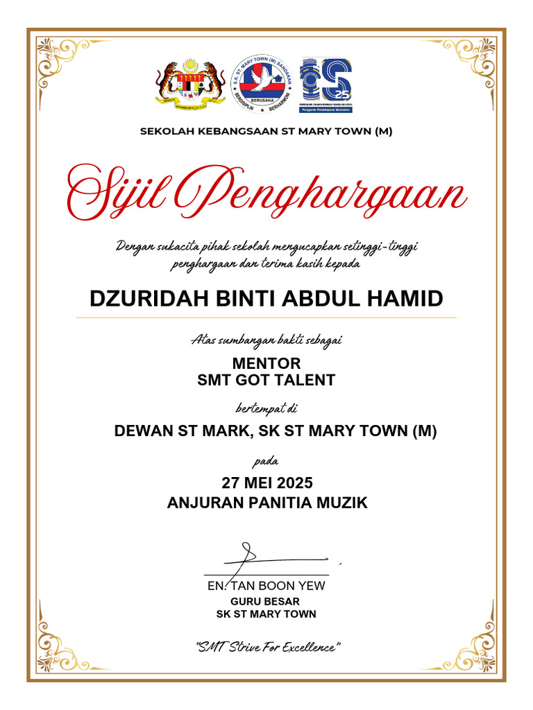 Bengkel PSV Sijil Penghargaan (Penceramah) | PDF