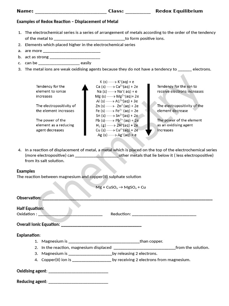Notes Redox Displacement | PDF | Redox | Rust
