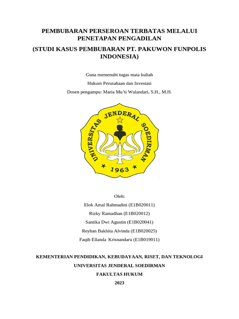 Pembubaran PT Melalui Pengadilan | PDF