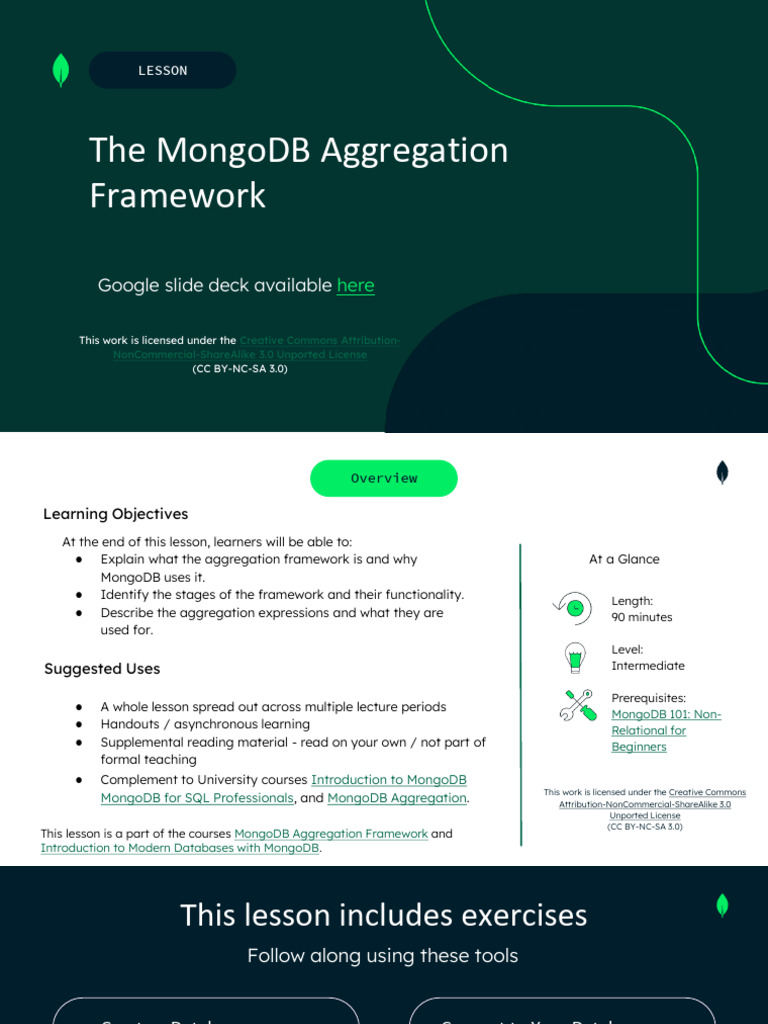 The MongoDB Aggregation Framework-Lesson1 | PDF | Mongo Db | Databases