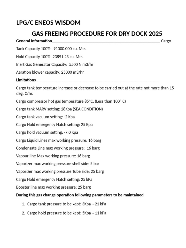 ENWD - DD 2025 Gas Free Operation Plan | PDF | Valve | Pressure