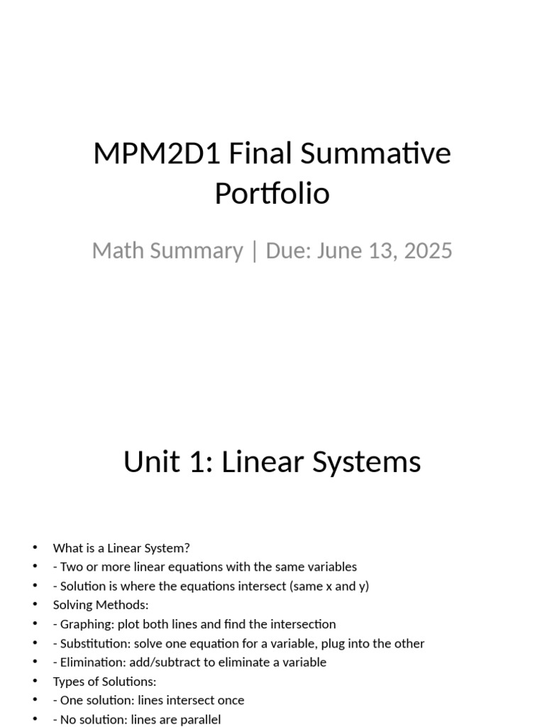 MPM2D1 Math Portfolio | PDF | Elementary Mathematics | Mathematical Objects