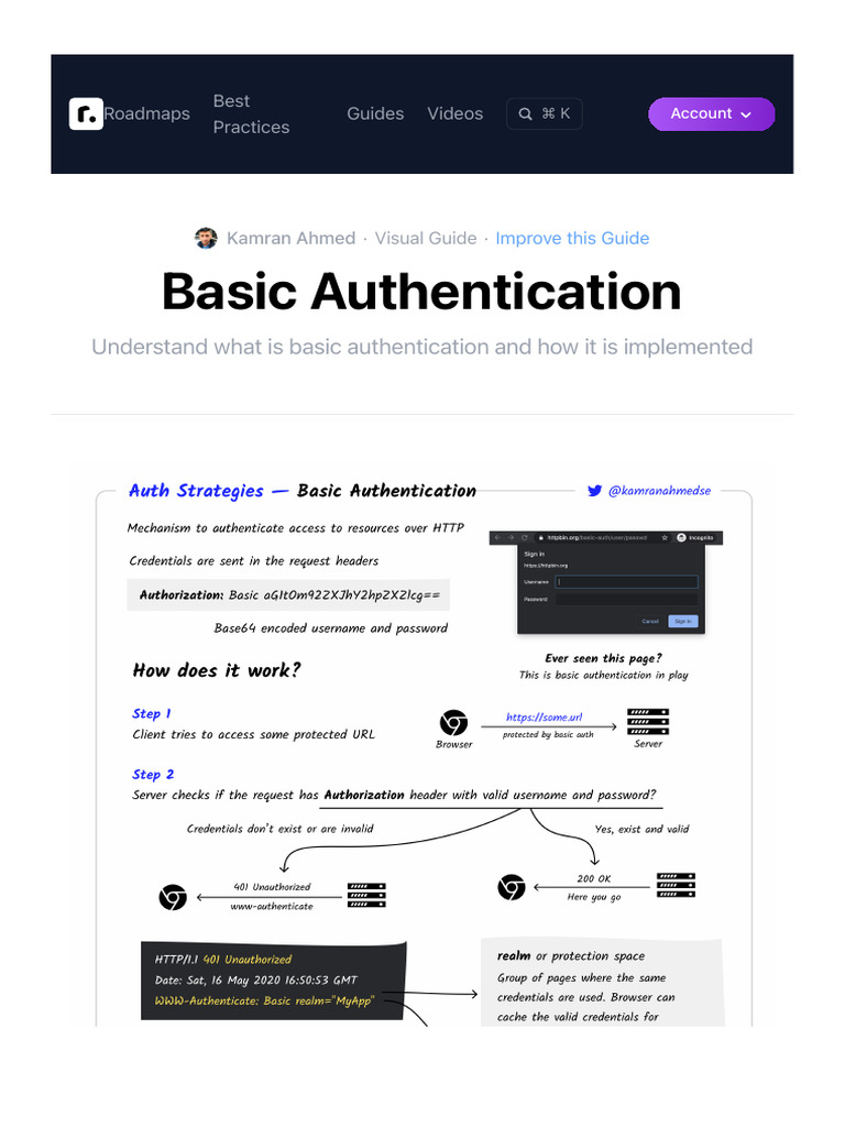 Basic Authentication - Roadmap.sh | PDF