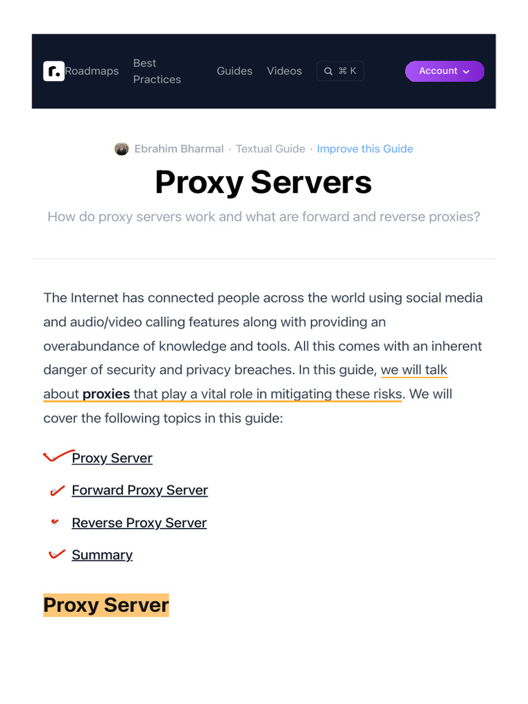 Proxy Servers - Roadmap - SH | PDF | Proxy Server | World Wide Web