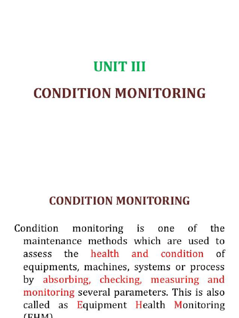 Unit - 3 Condition Monitoring | PDF