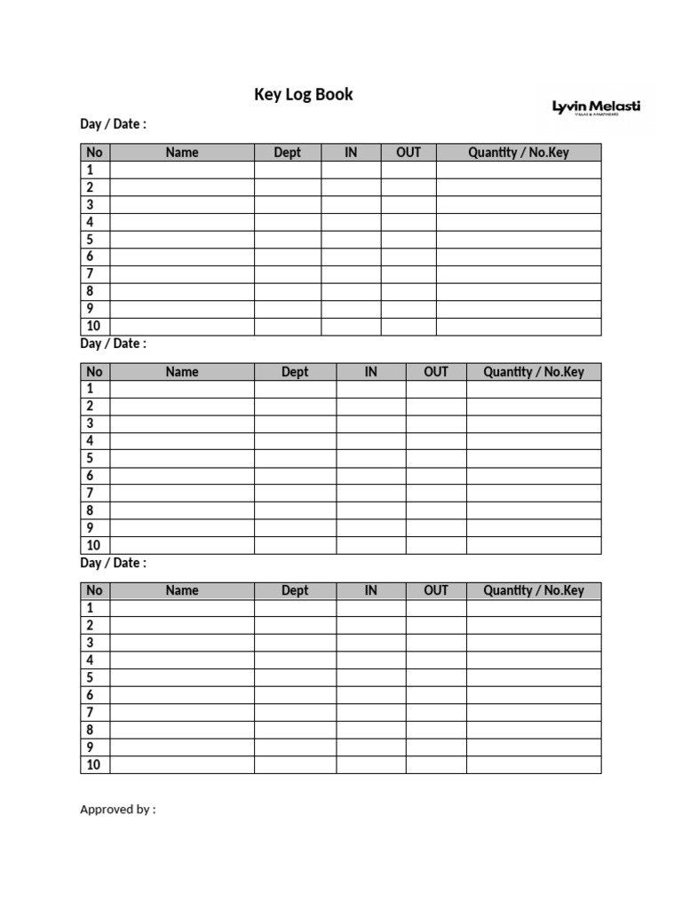 Key Log Book Template | PDF