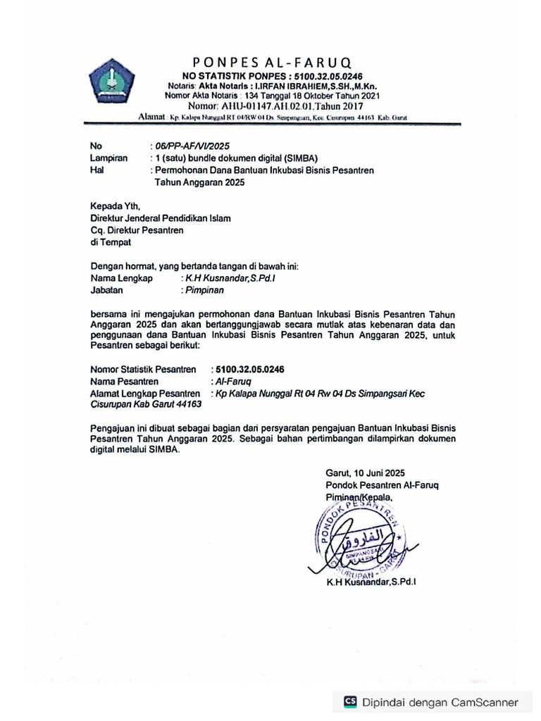 Surat Permohonan Inkubasi | PDF