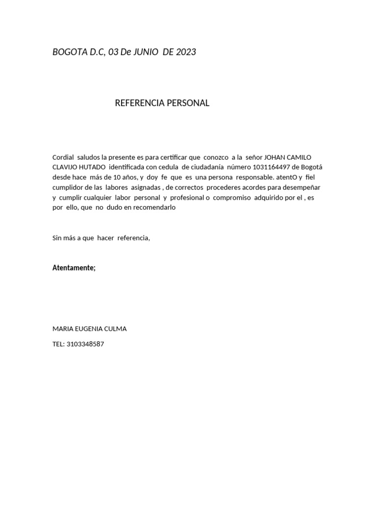 Referencia Culma | PDF