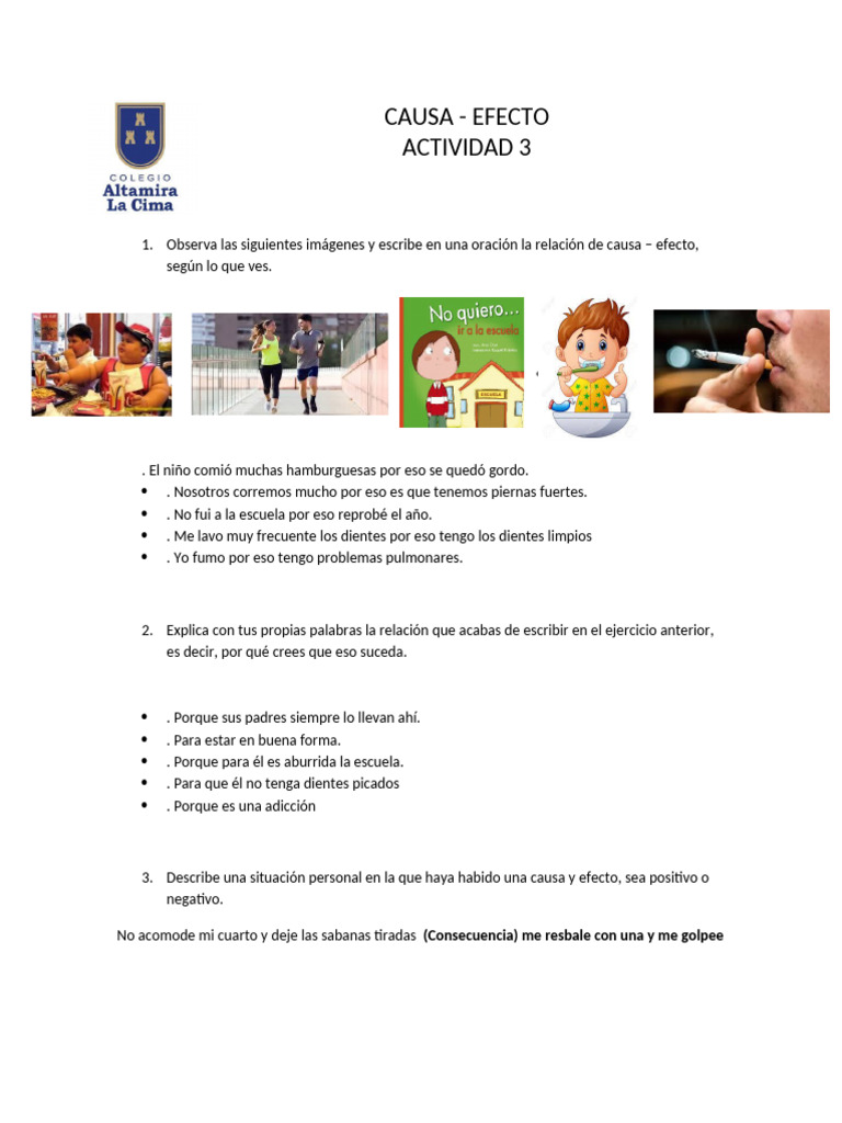 Actividad Causa Efecto | PDF