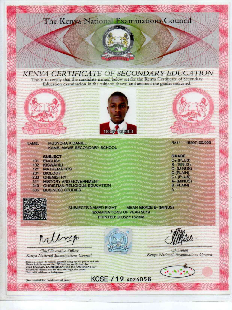 Kcse Certificate | PDF