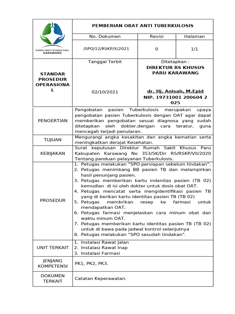 Pemberian Obat Anti Tuberkulosis-1 | PDF