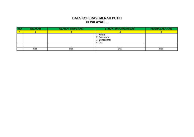 Format Data Koperasi Merah Putih | PDF