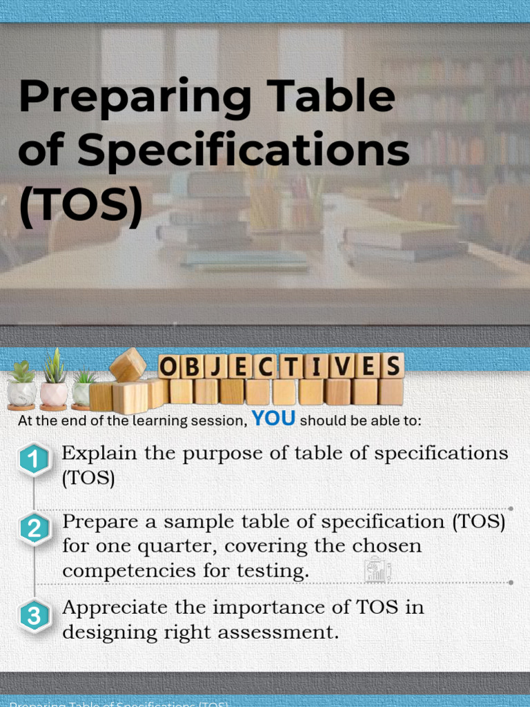 Lecture 10 Table of Specifications | PDF | Knowledge | Cognition
