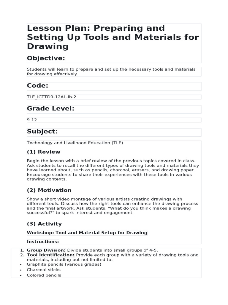 Drawing Tools and Setup Workshop | PDF | Drawing | Learning