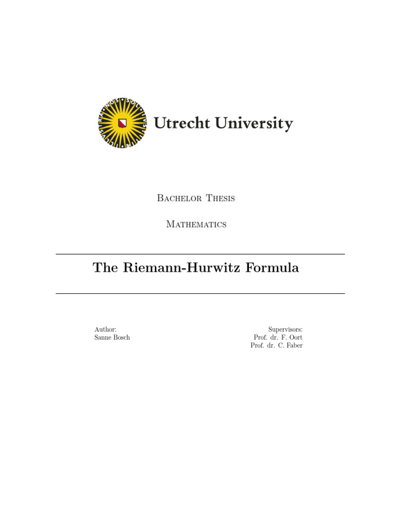 Riemann-Hurwitz Formula Explained | PDF | Complex Analysis | Topology