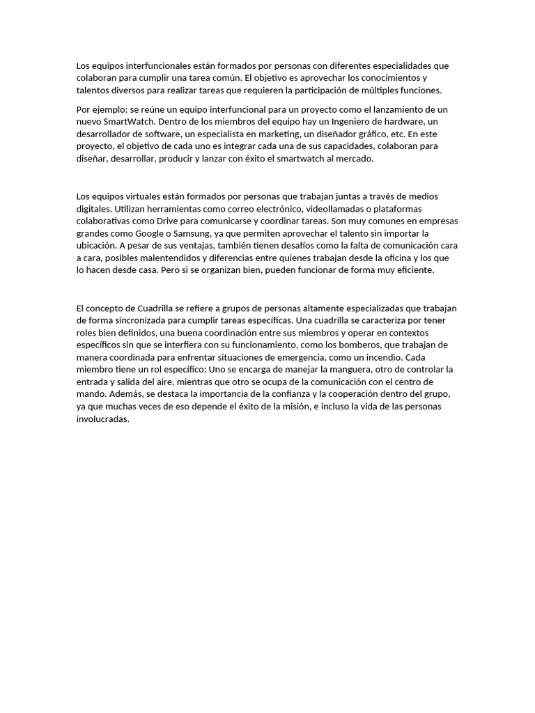 Equipos Interfuncionales y Virtuales | PDF