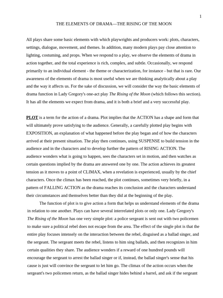 Elements of Drama - Rising of The Moon | PDF | Hamlet | John Millington ...
