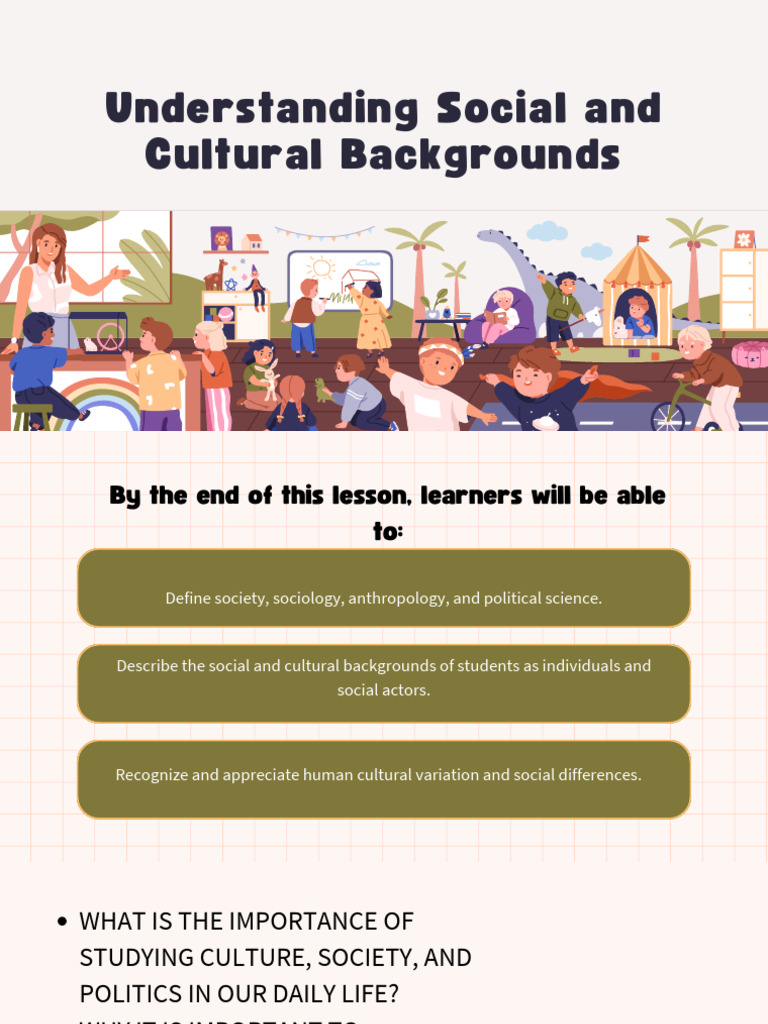 Understanding Social and Cultural Backgrounds | PDF | Anthropology ...