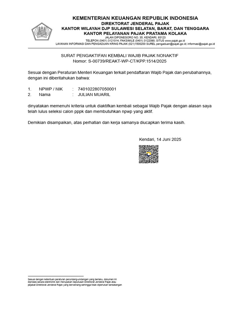 Status Update Notification Letter Reactivation A 05 Doc003b | PDF