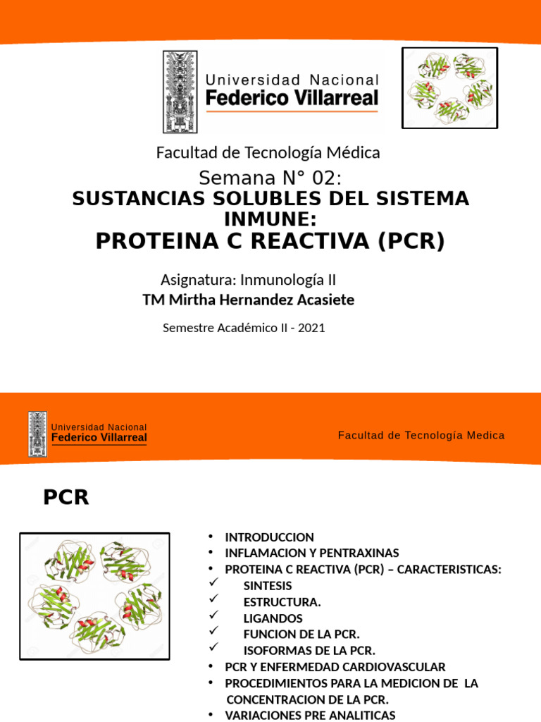 SUSTANCIAS SOLUBLES DEL SISTEMA INMUNE, PROTEINA C REACTIVA (PCR) (Clase 1.1) | PDF | Proteína C ...