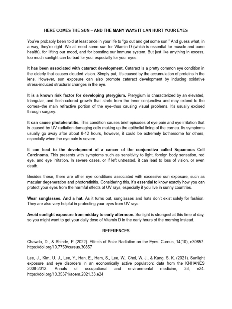 How Excessive Sun Exposure Affects Eyes - and How You Can Protect ...