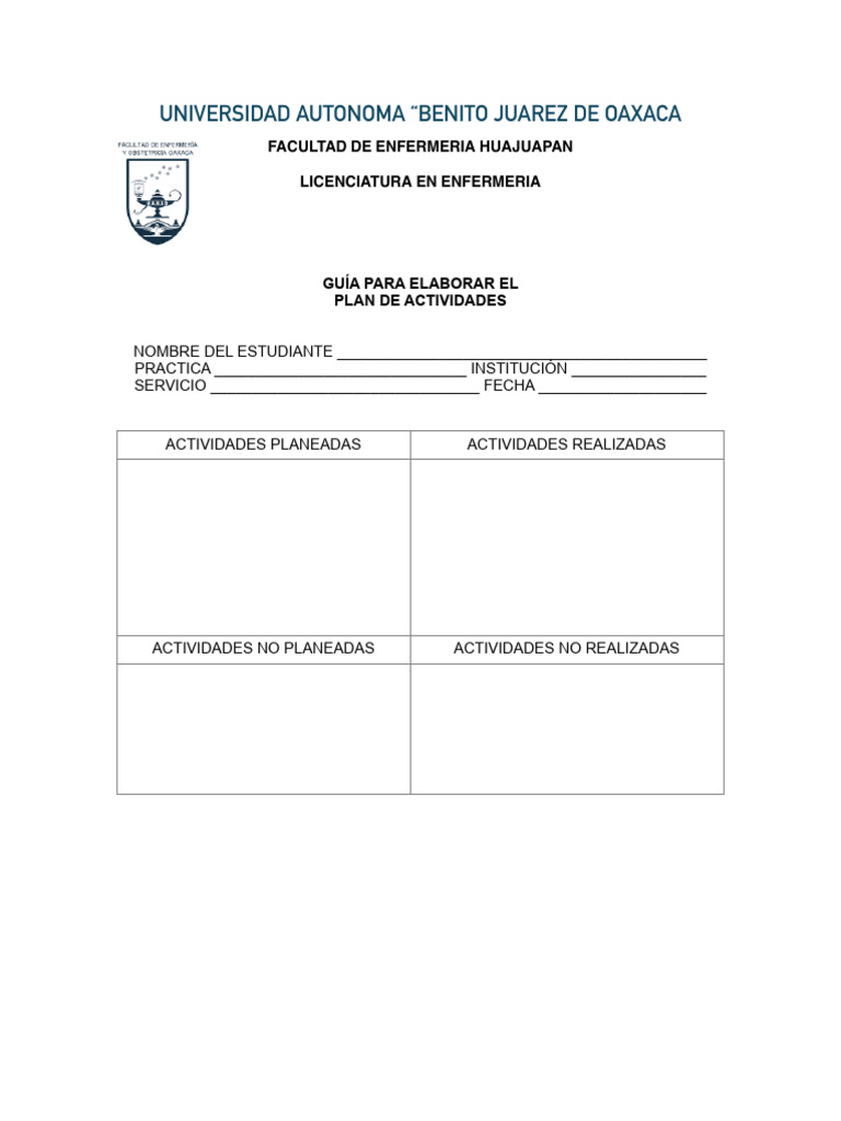 Guia Plan de Actividades | PDF