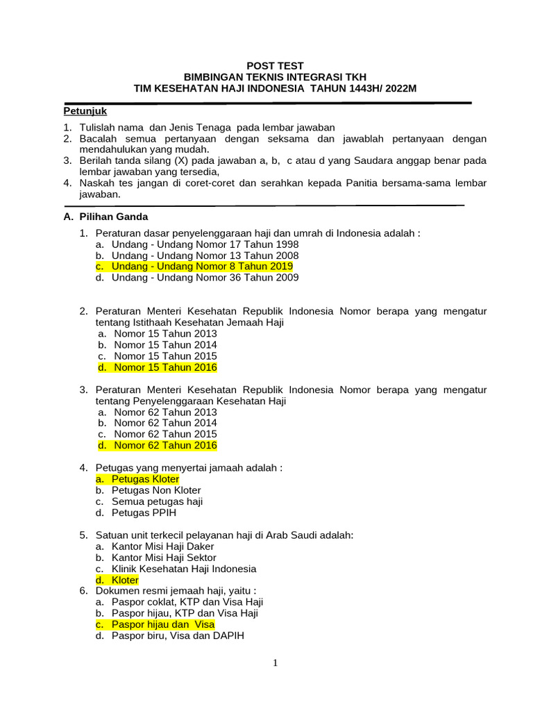 PrePOST Test Integrasi 2022 | PDF