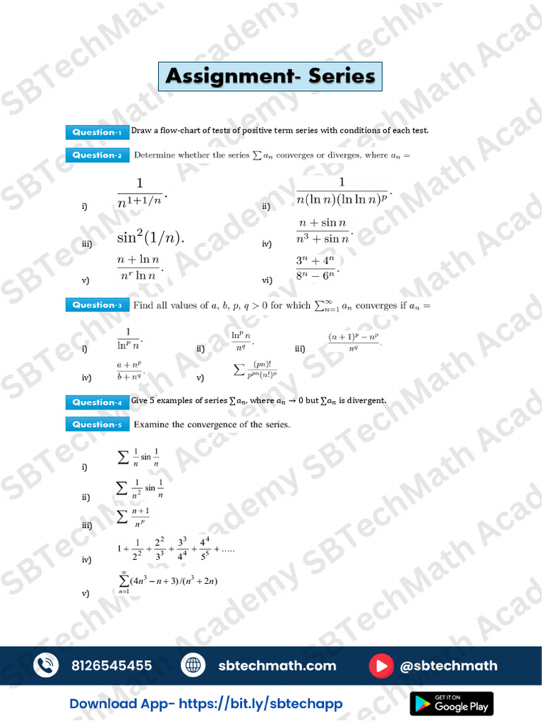 Flowchart of Positive Series Tests | PDF