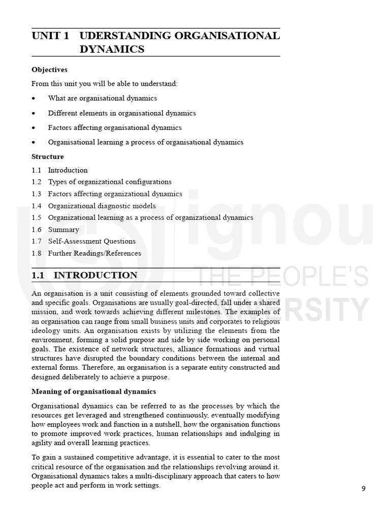 Dynamics of Organisation | PDF | Goal | Learning