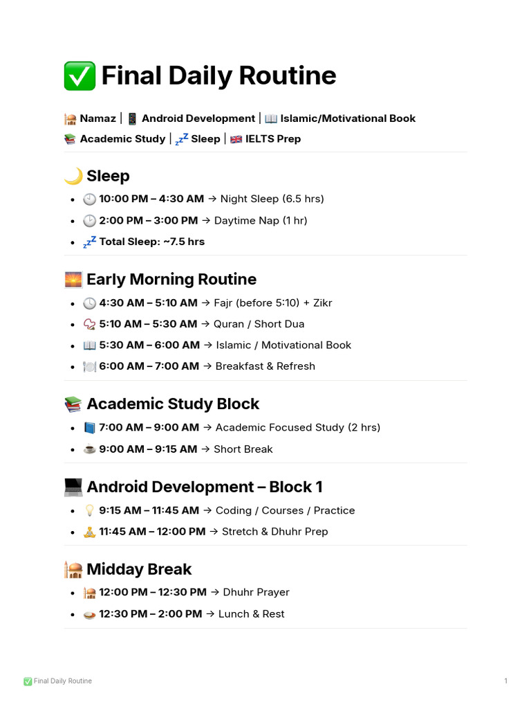 Final Daily Routine | PDF