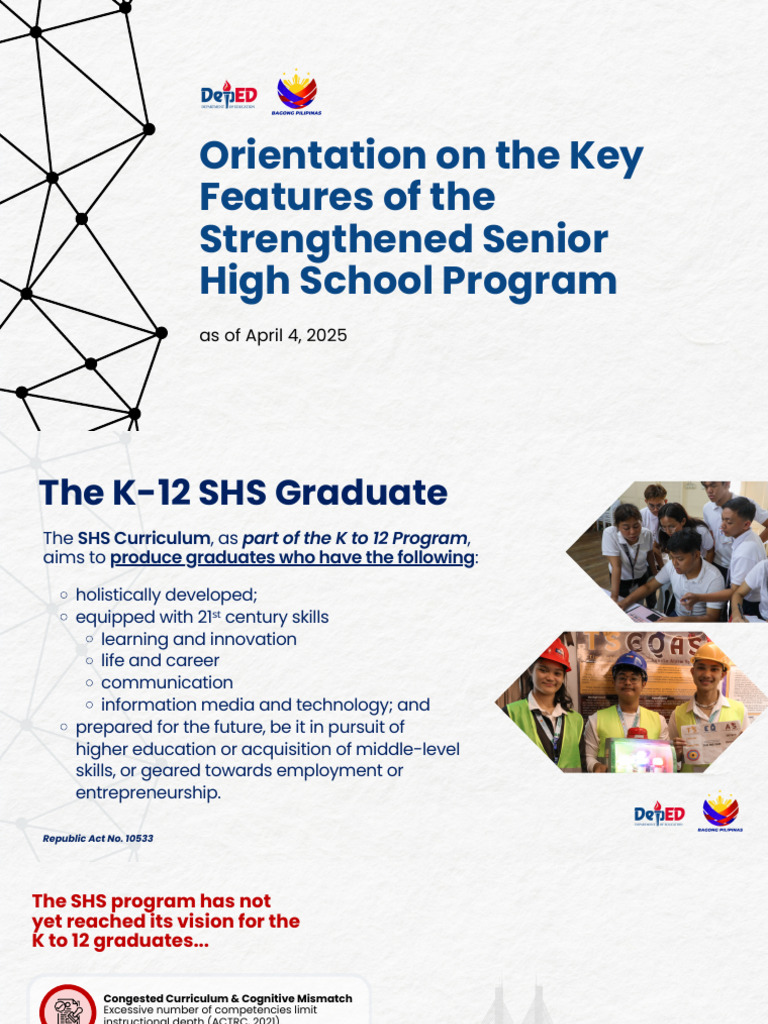 Key Features of Strengthened SHS Program | PDF | Learning | Critical ...