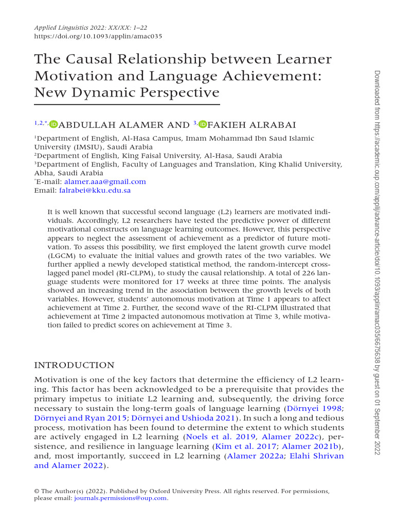 Alamer & Alrabai - 2023 - The Causal Relationship Between Learner Motivation and Language ...