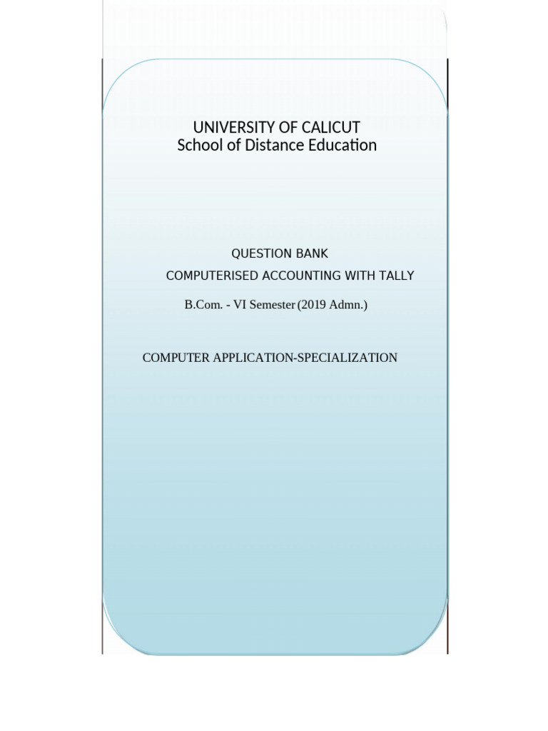 MCQ-Computerized Accounting With Tally THEORY in Word | PDF | Bookkeeping | Debits And Credits
