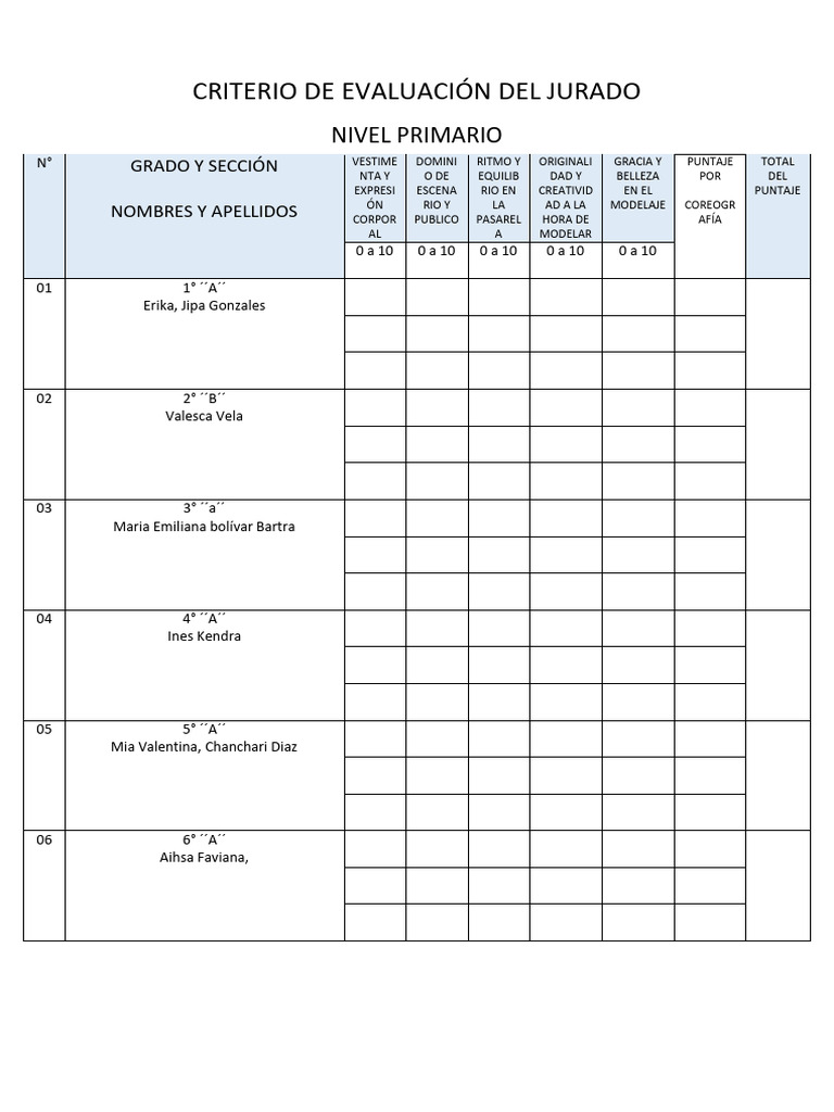 02 Criterios de Evaluación Nivel Primario | PDF