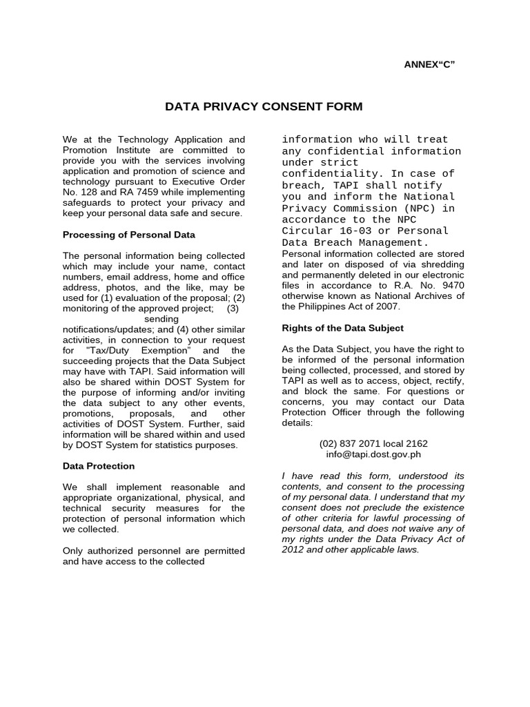 Data Privacy Consent Form Philippines | PDF | Privacy | Information Privacy