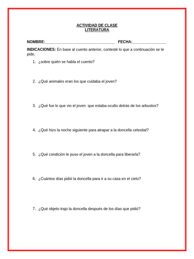 Actividad de Clase Literatura | PDF